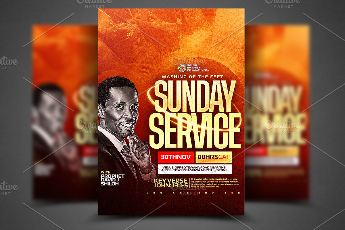 Sunday service poster template