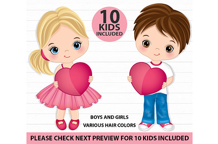 Vector Valentines Day Kids Clipart, an Illustration by TheCreativeMill