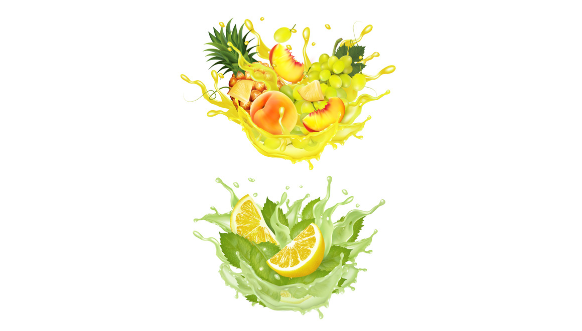 Set of fruit juice splash. Vector | Food Illustrations ~ Creative Market