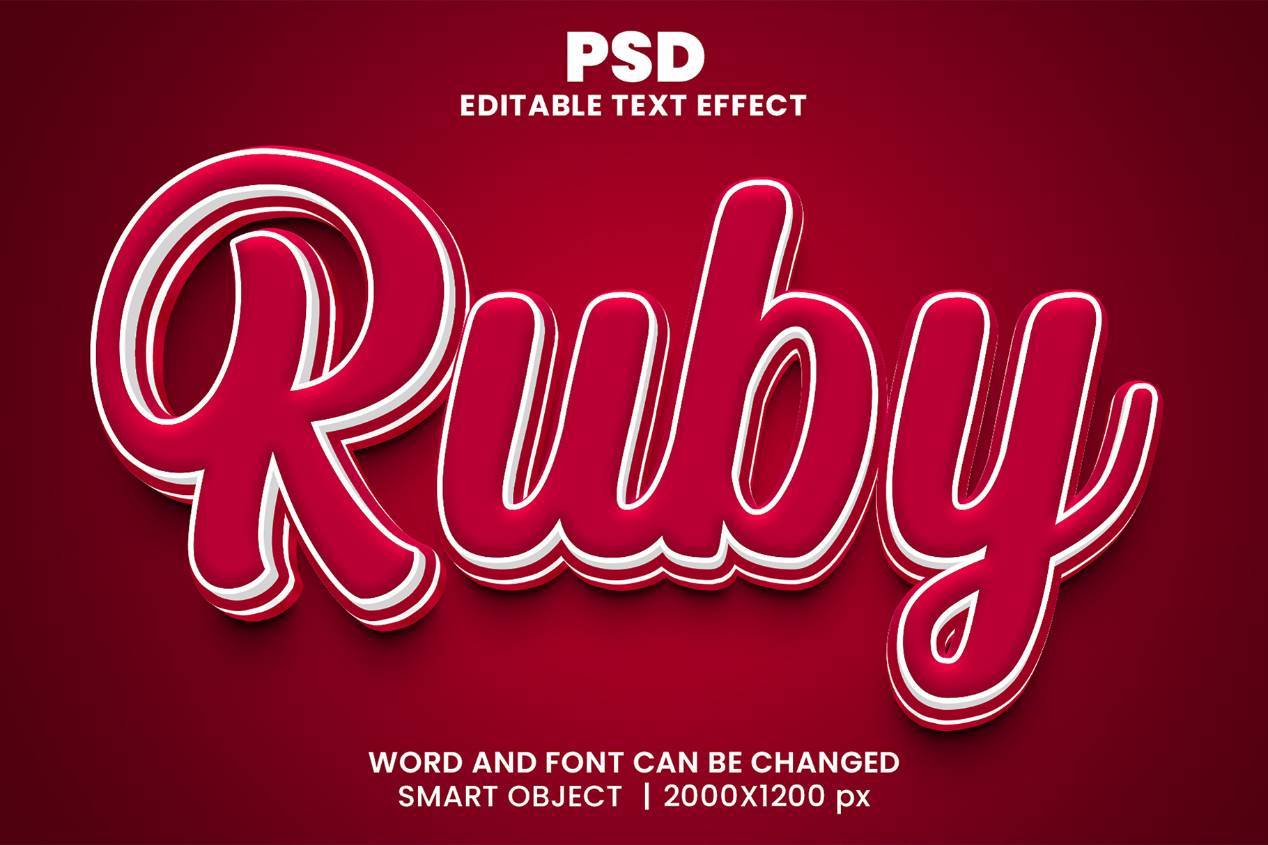 Ruby 3d Editable Psd Text Effect, a Layer Style Add-On by bdrobin | Creative Market