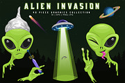 Alien Invasion 42 Piece Graphics Set, an Illustration by Dapper Dudell