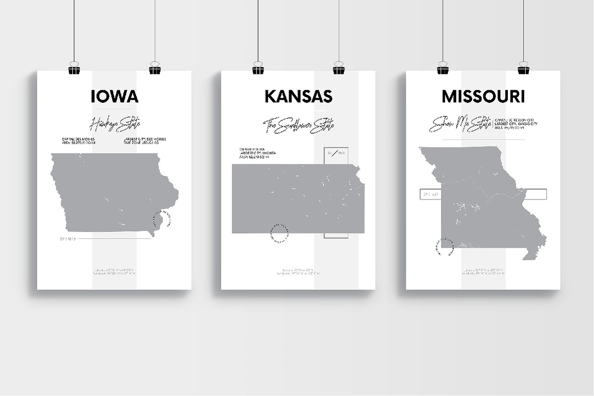 U.S. State Maps | Poster set 1, an Education Illustration by MaximGertsen