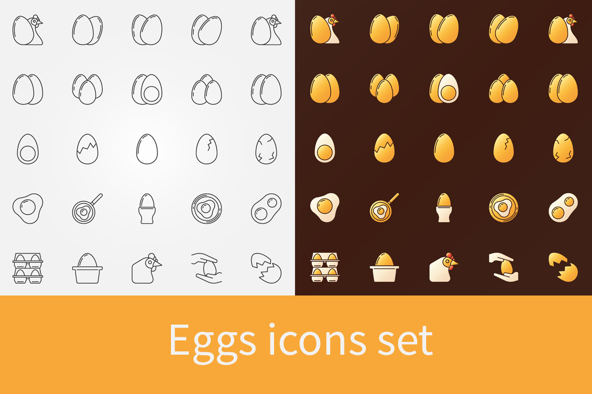 Vector eggs icons set, an Icon by Venomous Vector
