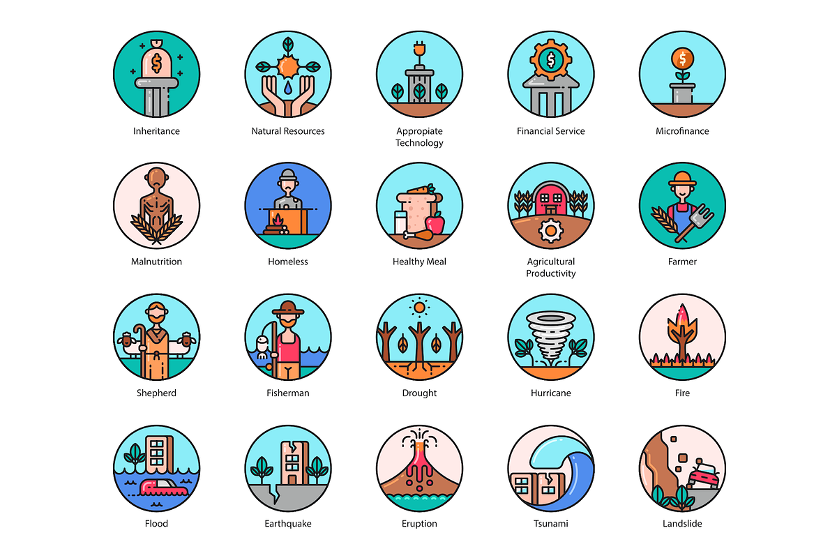 136 Sustainable Development Icons, an Icon by Flat Icons