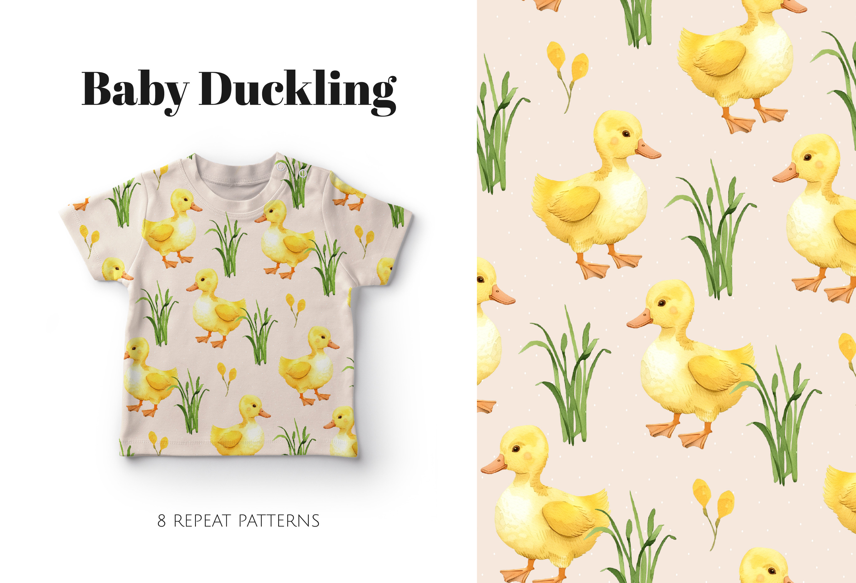 Baby Duckling. 8 Repeat Patterns | Creative Market