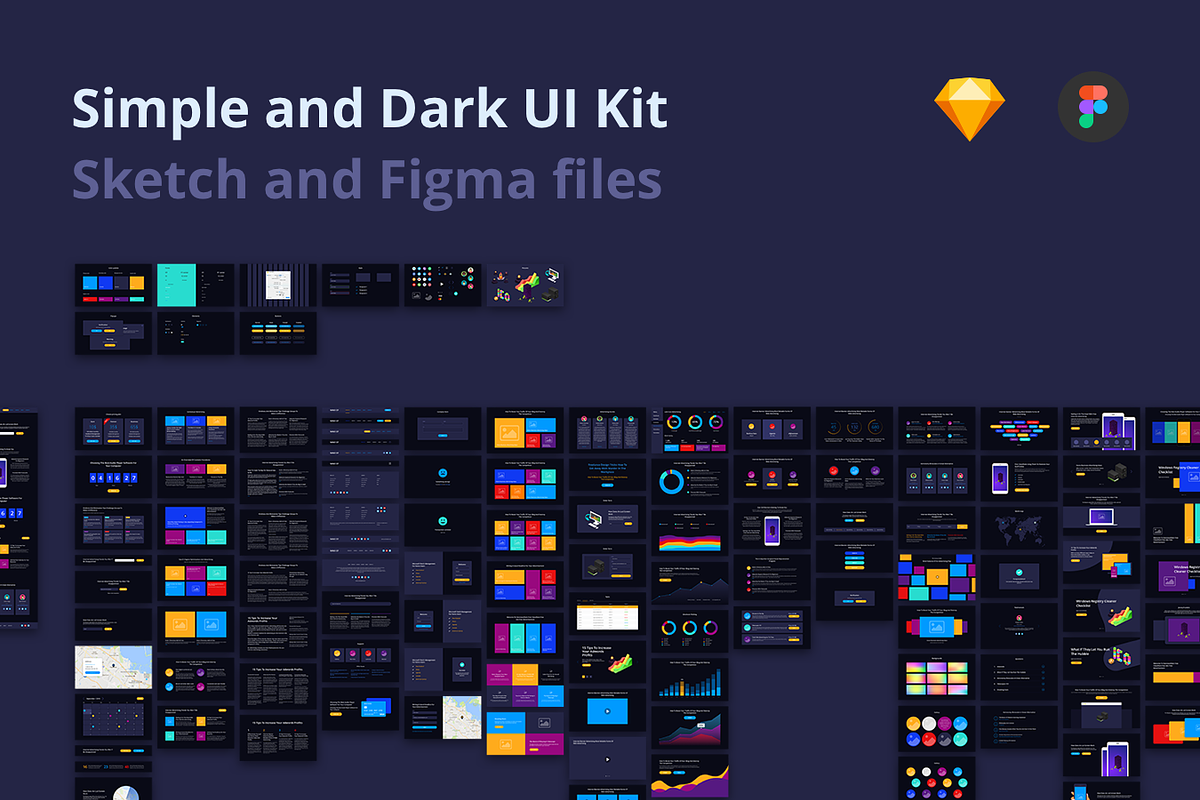 Simple and Dark UI Kit, an UI Kit Template by Amazing Custom Icons