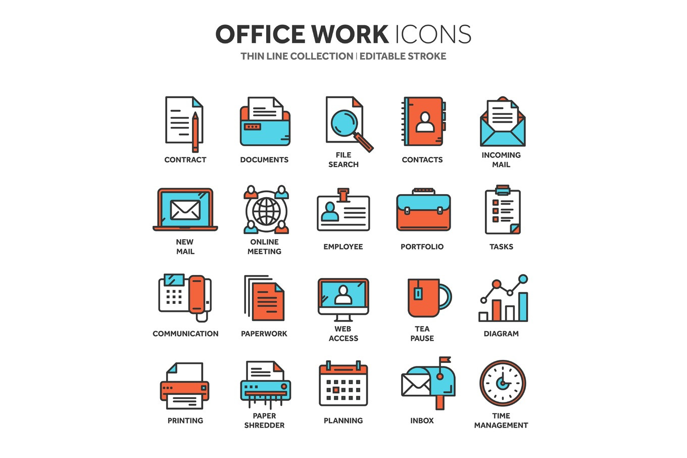 Business and office work. Documents, paperwork. Businessman. Thin line ...