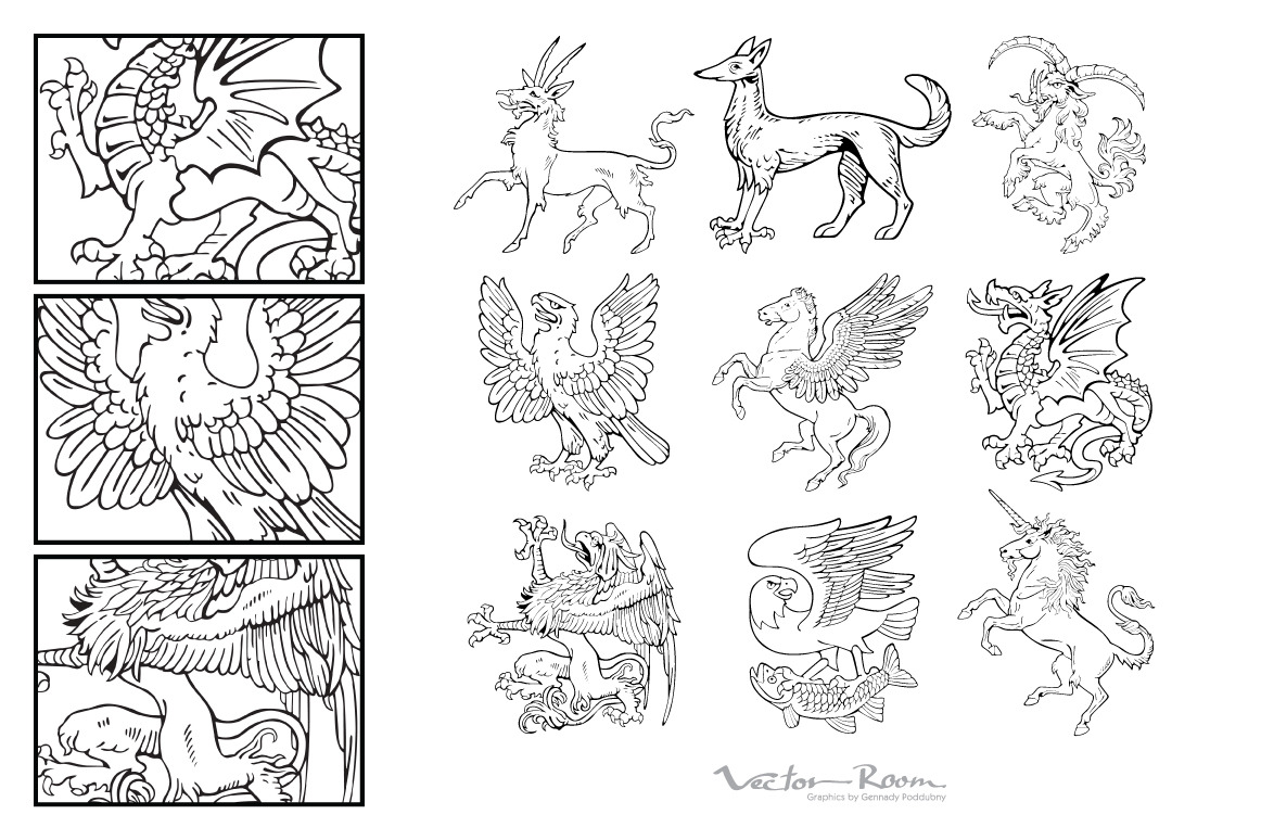 Heraldic Monsters Vol. IV, an Illustration by Vector Room