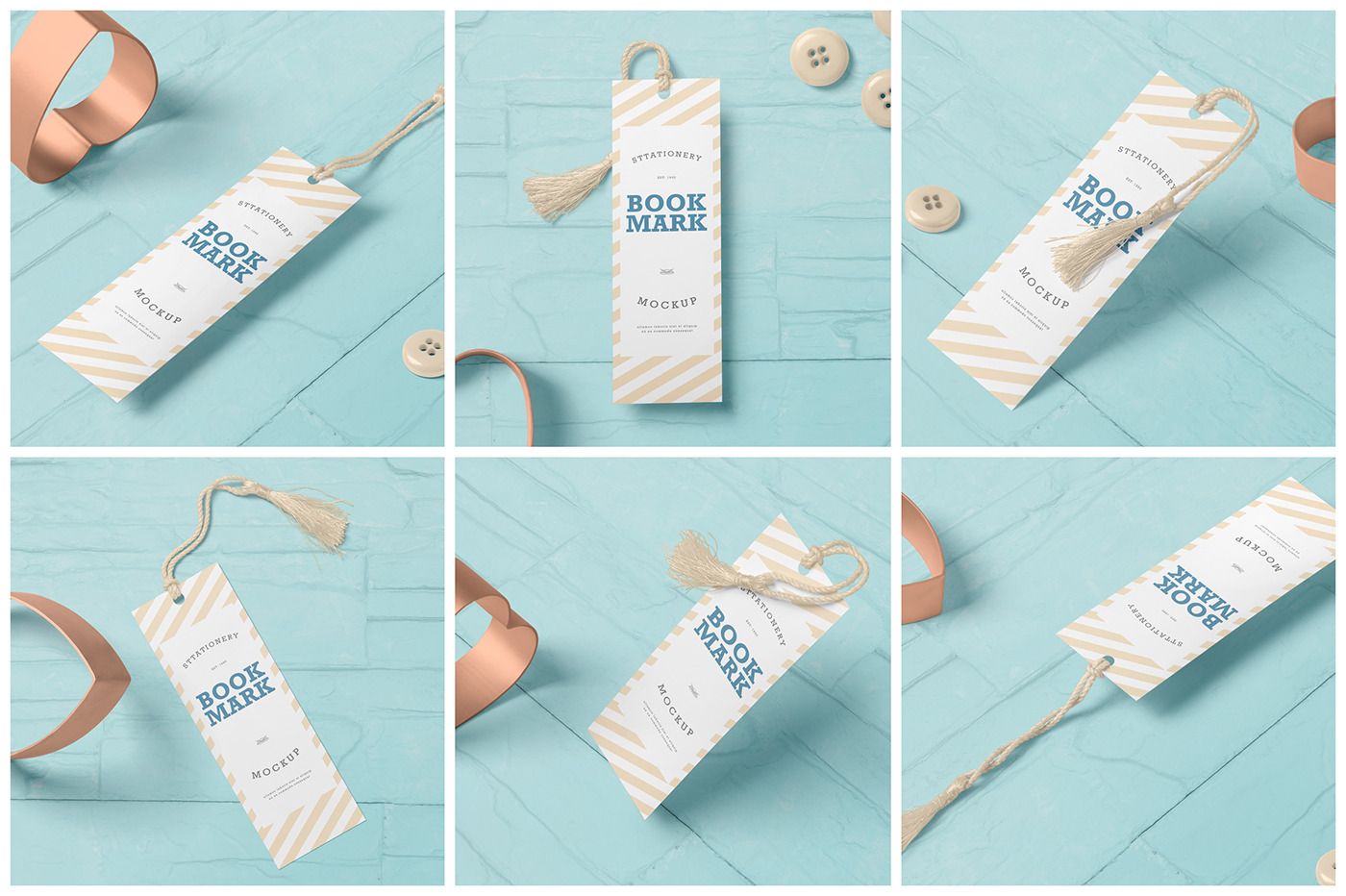 Bookmark with Tassel Mockups, a Books & Magazine Mockup by ZippyPixels