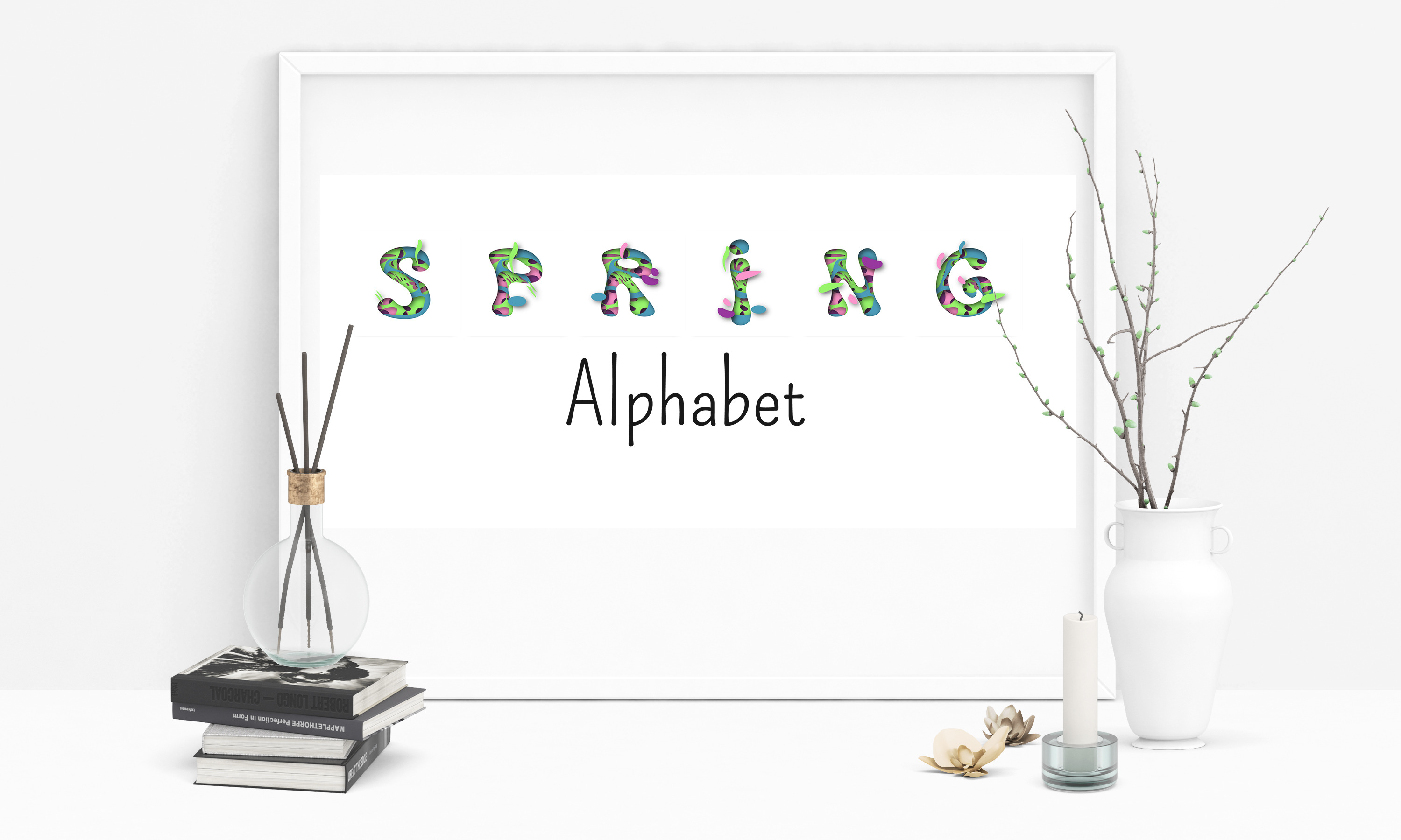 Spring Alphabet in paper cut style, a Graphic by inkoly