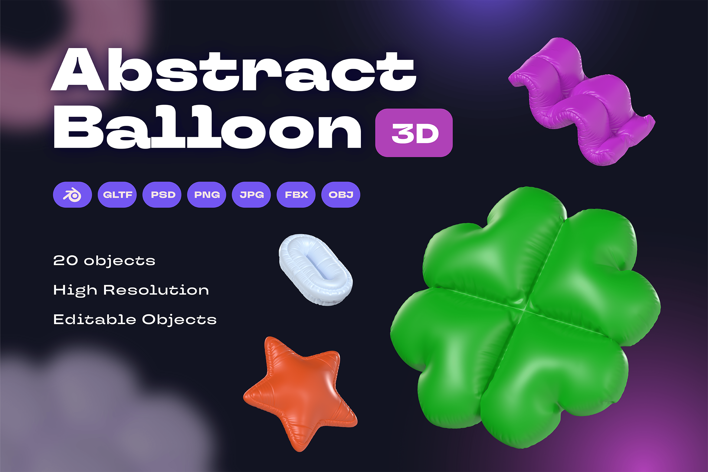 Abstract Balloon 3D, an Object 3D Model by kerismaker | Creative Market