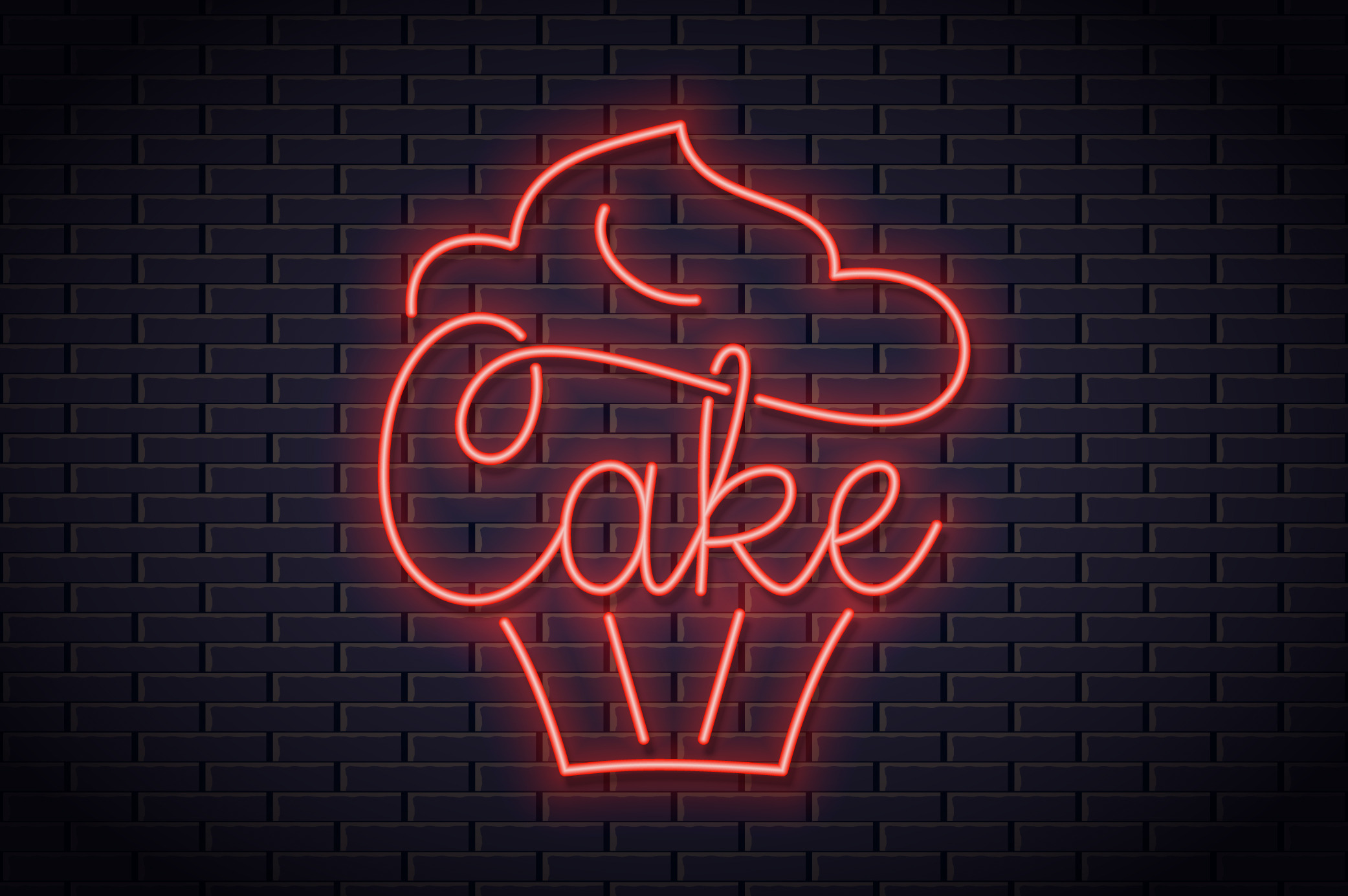 Cake neon logo of bakery., a Branding & Logo Template by PushLogo