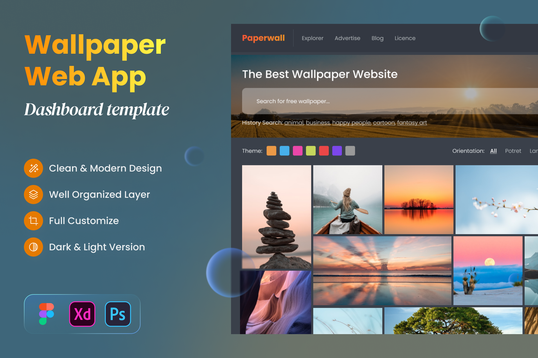 Paperwall - Wallpaper Web App | App Templates ~ Creative Market
