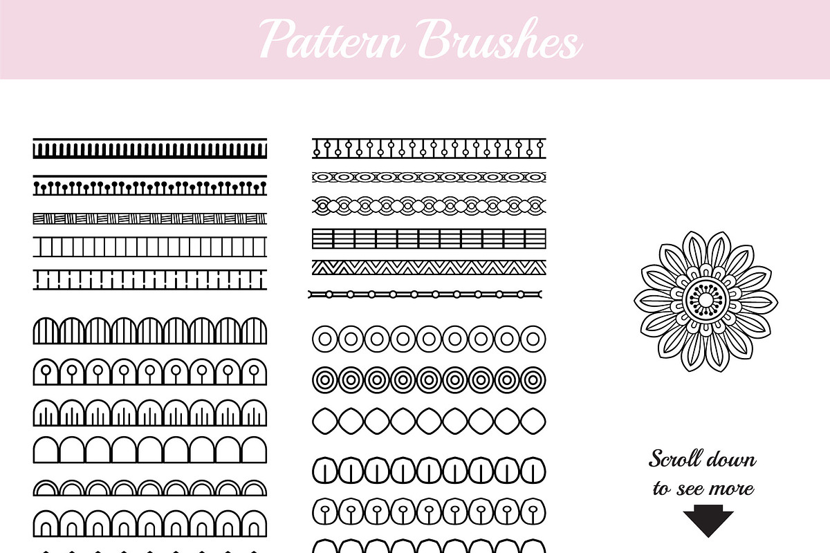 110 Floral Brushes for Illustrator, a Brush Add-On by Elinorka