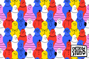 Colorful People Crowd Pattern