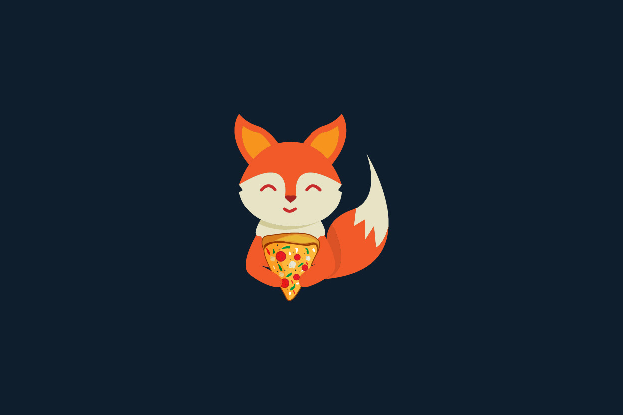 fox with food pizza cute logo