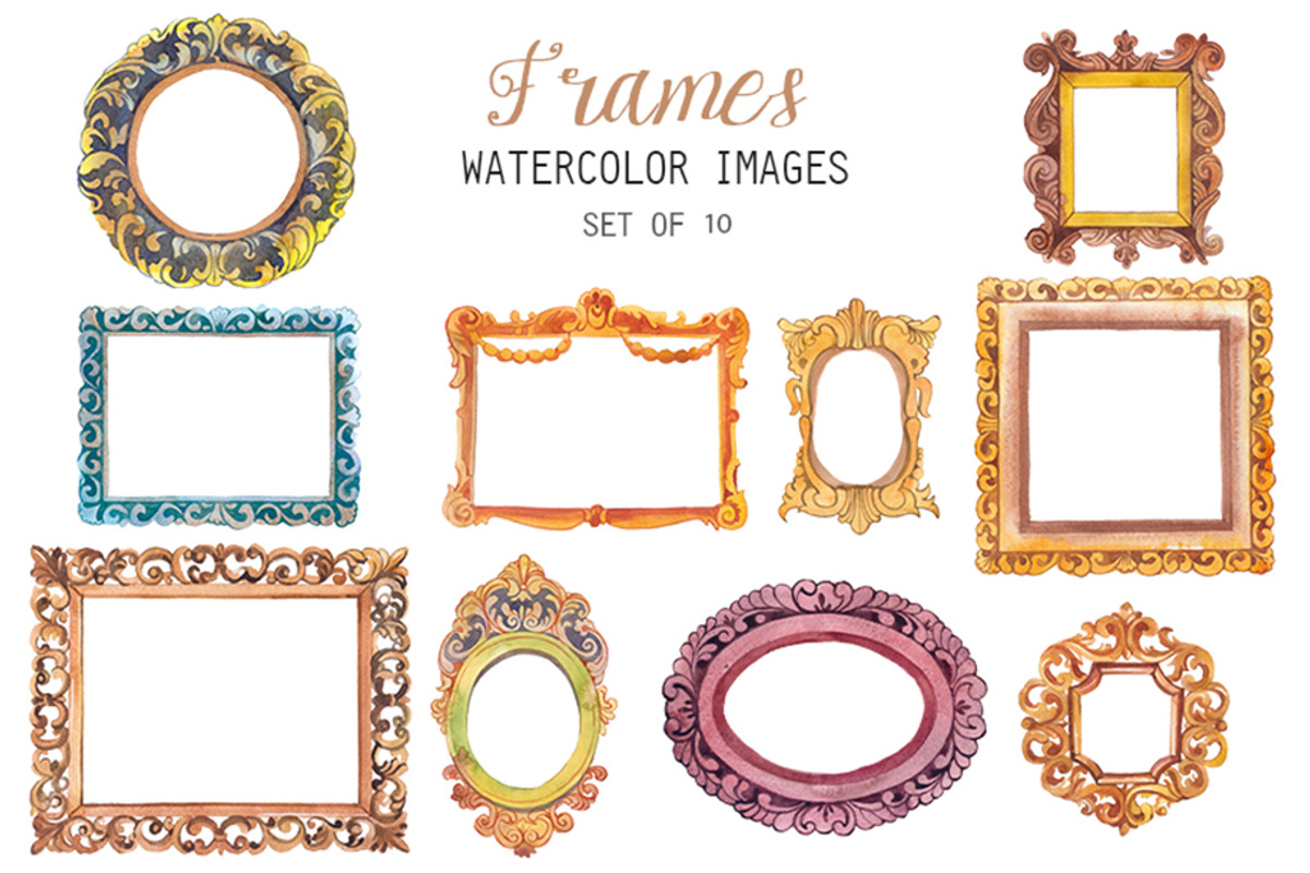 Watercolor Frames Clipart, a Decorative Illustration by YesFoxy ...