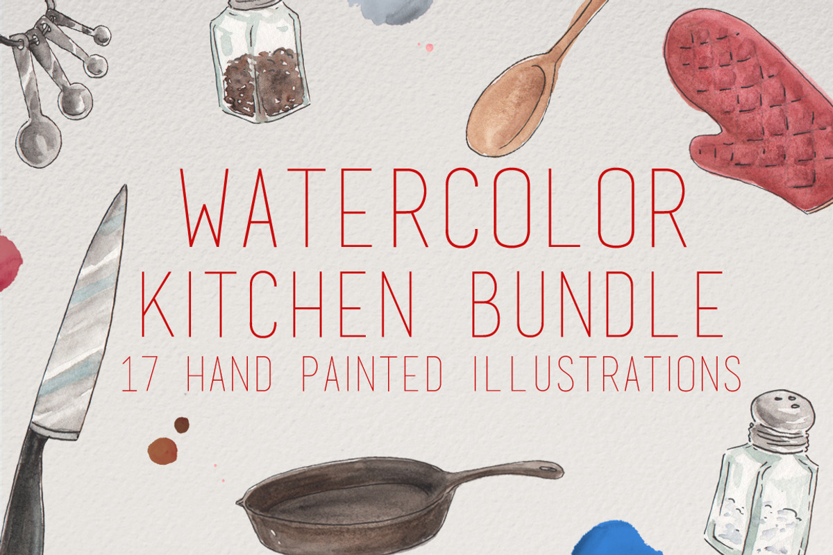 Watercolor Kitchen Illustrations, an Illustration by R.Ewers Designs
