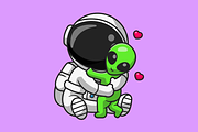 Cute Astronaut Hug Alien Cartoon | Technology Illustrations ~ Creative ...