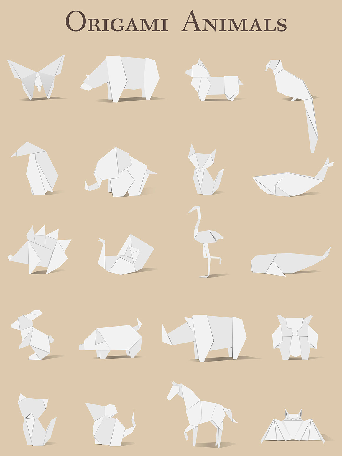 Origami animals vector, an Animal Illustration by rawpixel