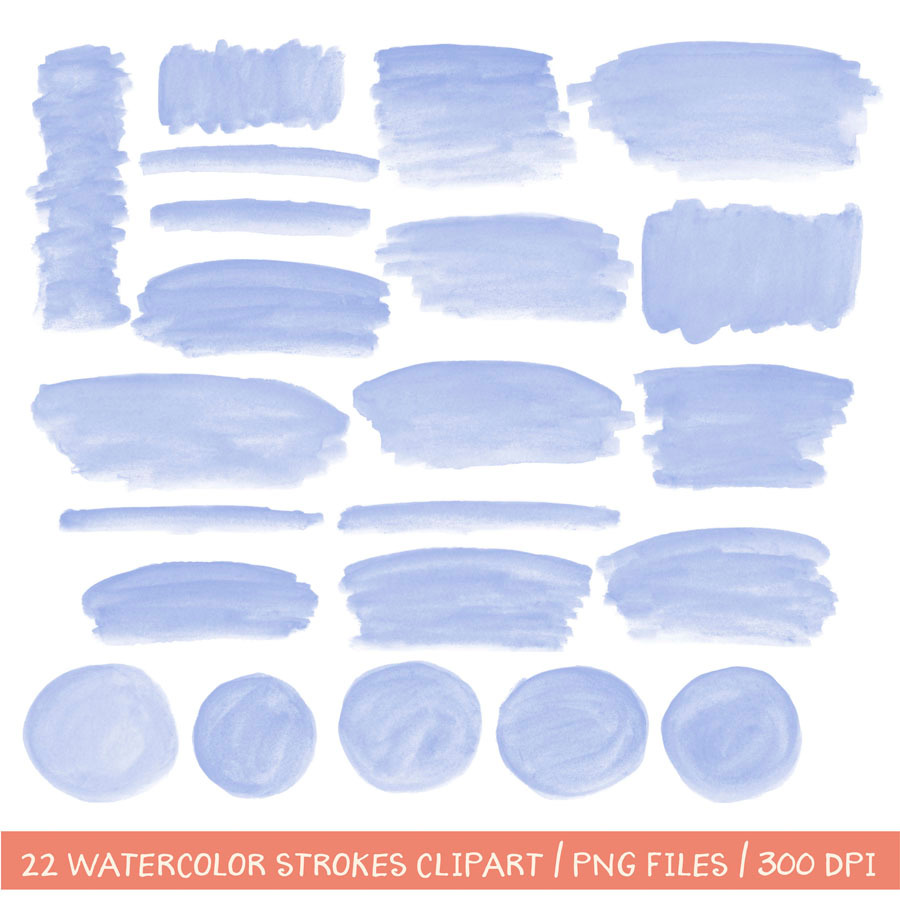 Blue watercolor strokes clipart, an Object Graphic by PeDe Designs