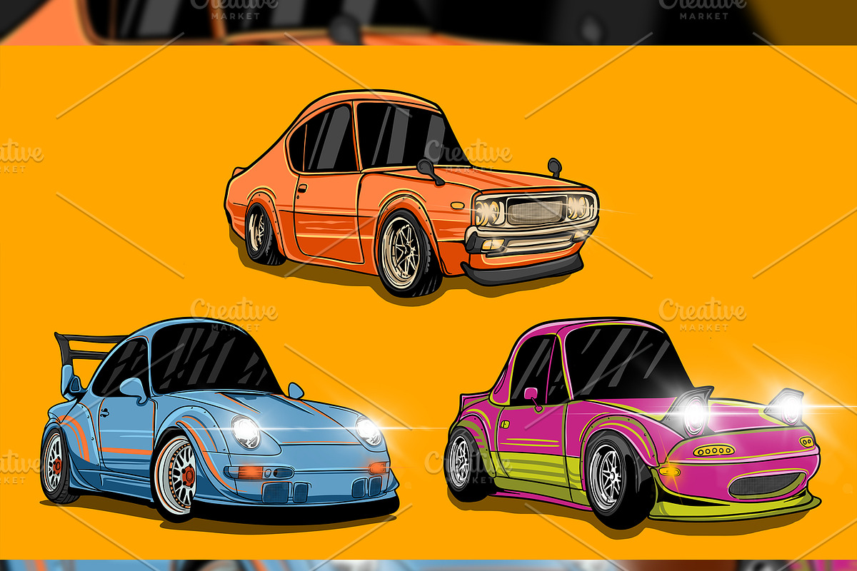 illustration japan car cute cartoon, an Object Graphic by borera studio