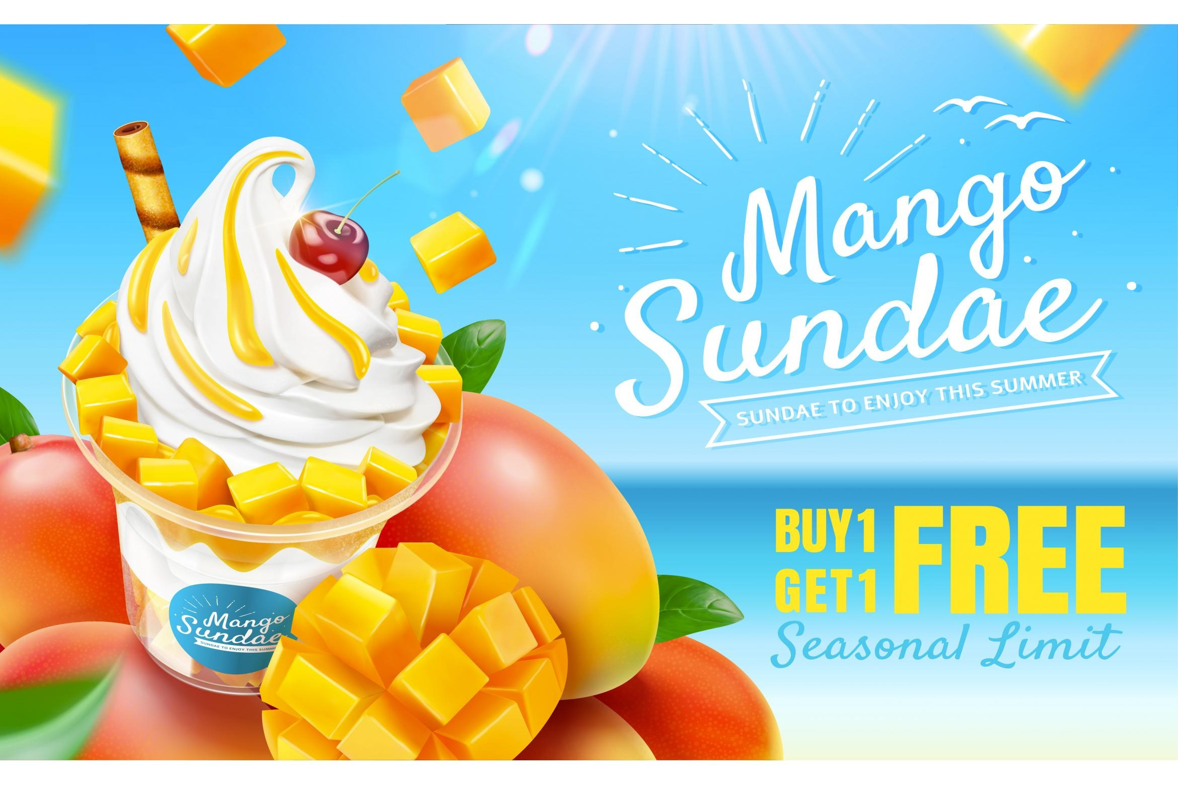 Delicious mango sundae ads, an Illustration by TotallypicRF