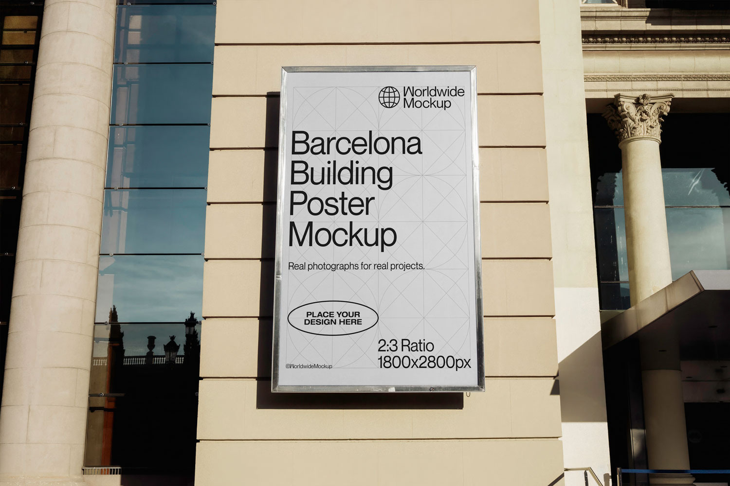 Barcelona Building Poster Mockup, an Advertising Mockup by Worldwide Mockup