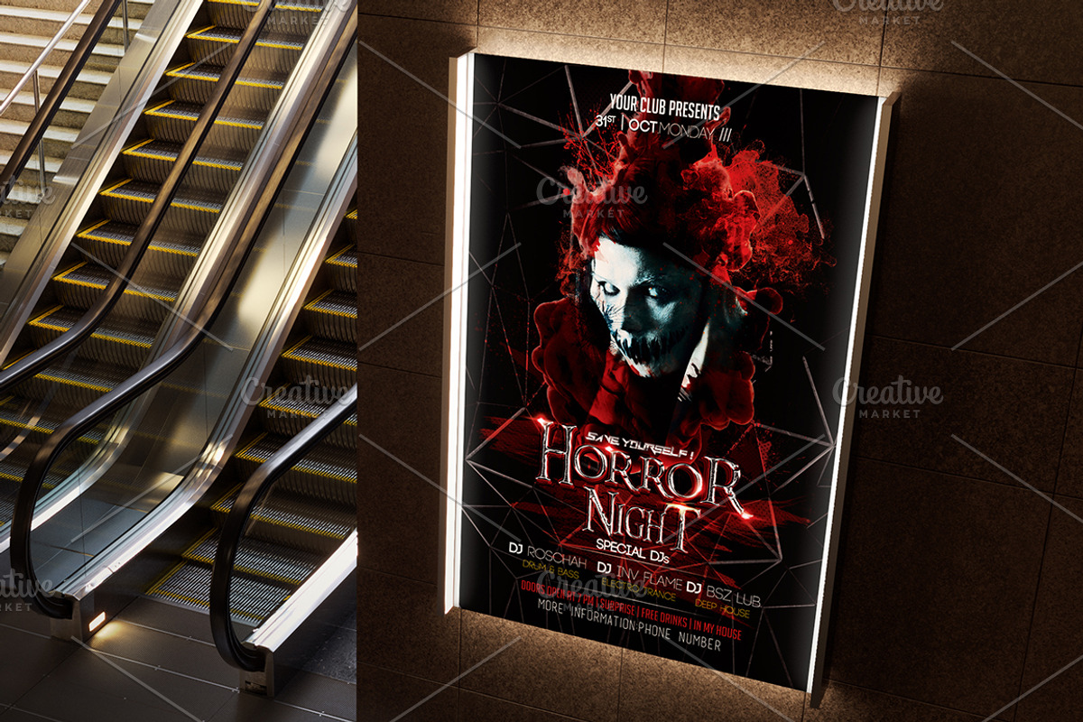 Horror Night Halloween Flyer, a Flyer Template by Basez Flyers
