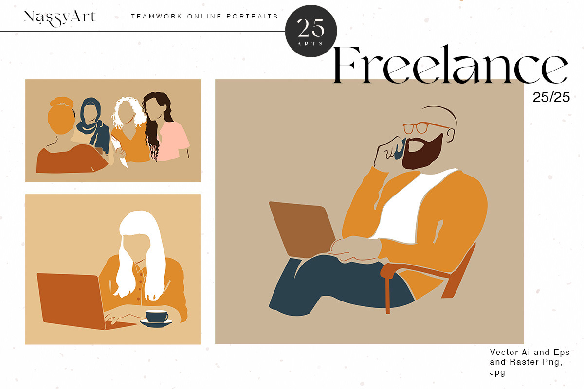 Teamwork People Abstract Portraits, an Education Illustration by NassyArt