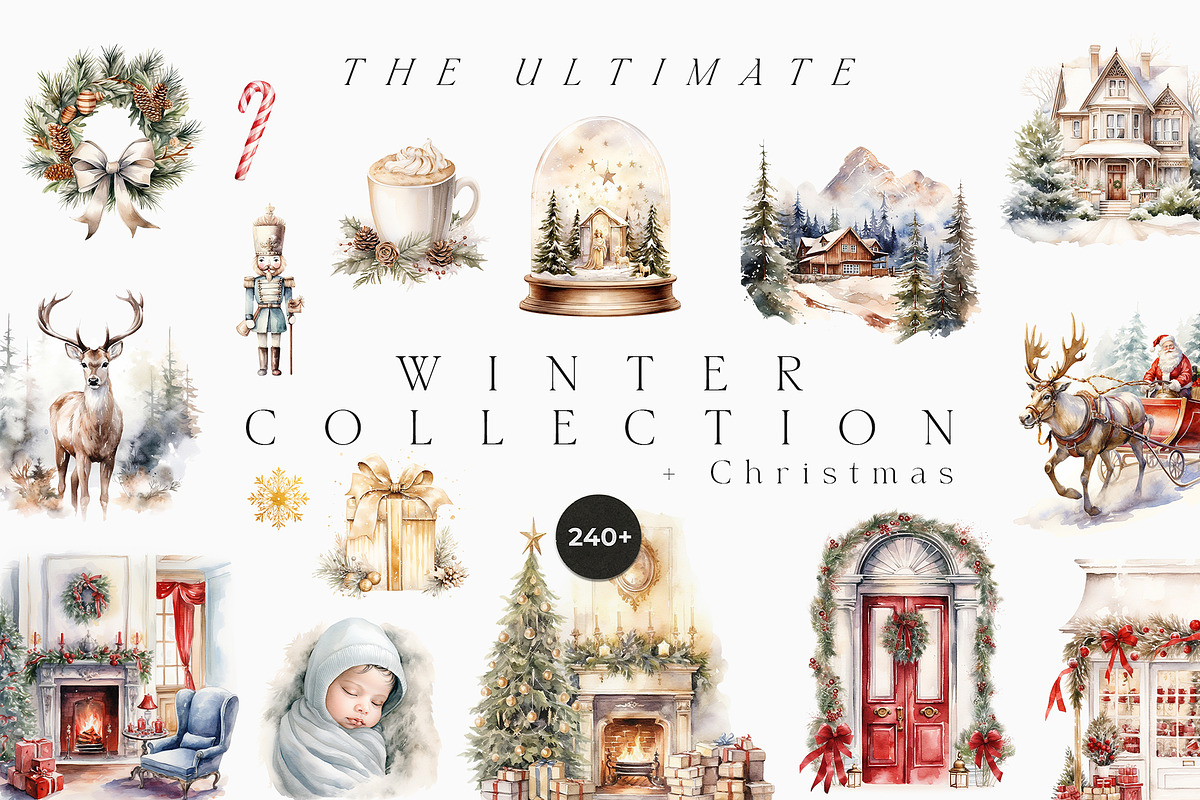 Watercolor Winter & Christmas clipart
