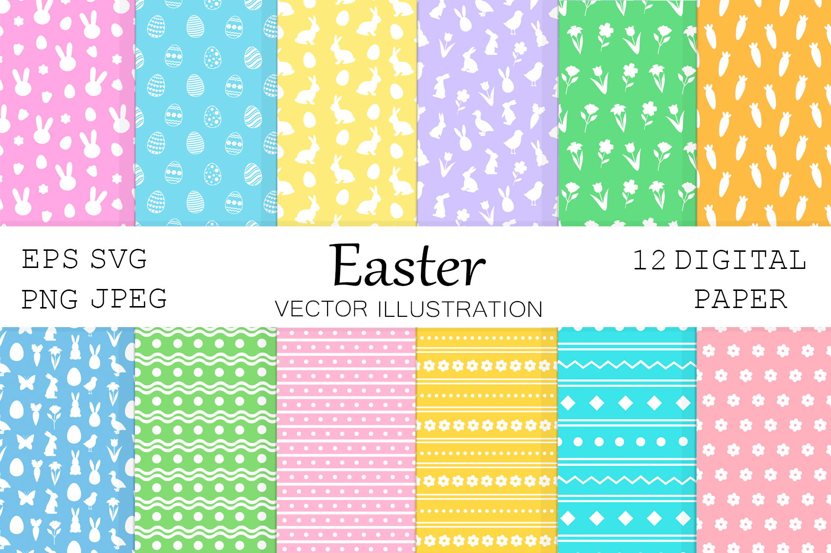 Easter Bunny digital paper, a Pattern Graphic by IrinaShishkova