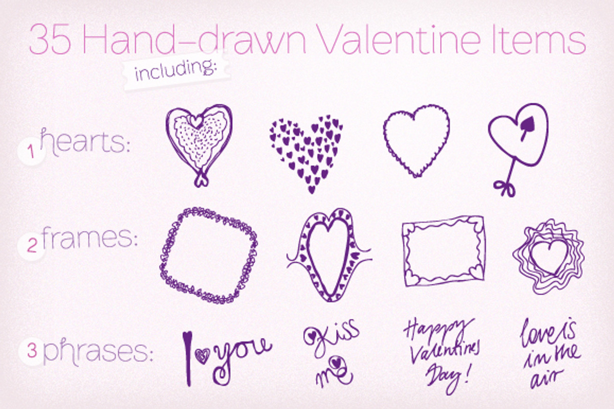 35 Hand-drawn Valentine Vectors, a Graphic by Frisk Shop