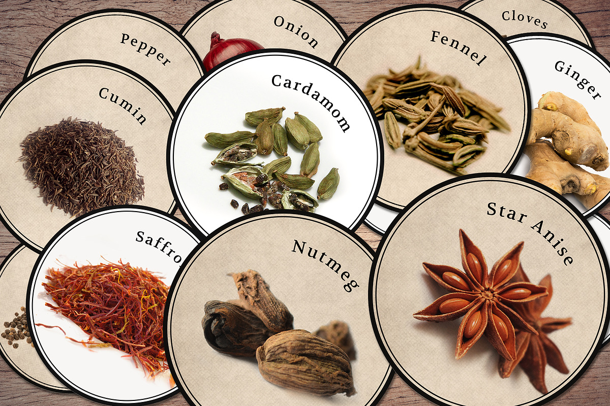 Spice Labels Set, a Food Illustration by Secret Helper