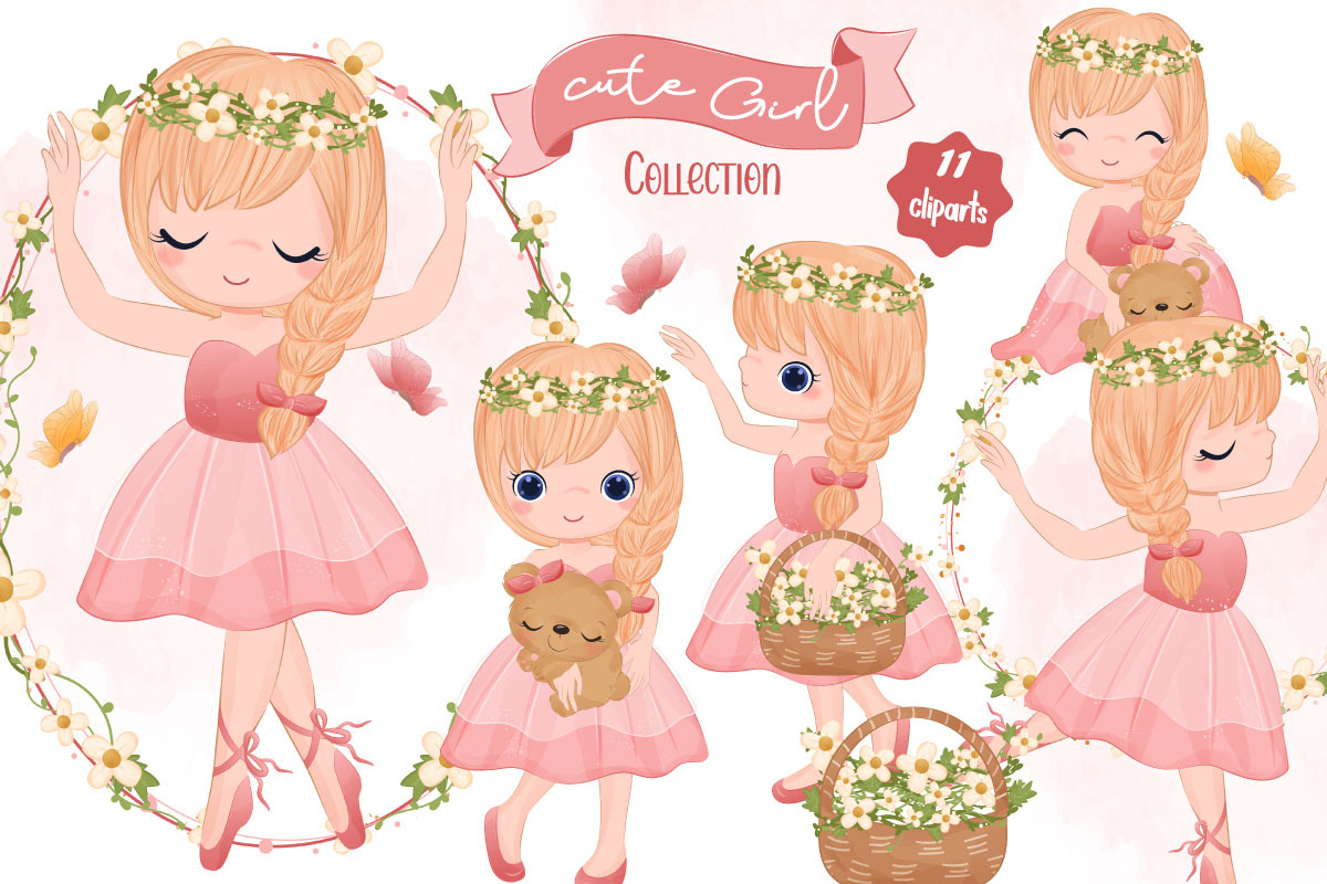 Cute Girl With Spring Flowers | Creative Market