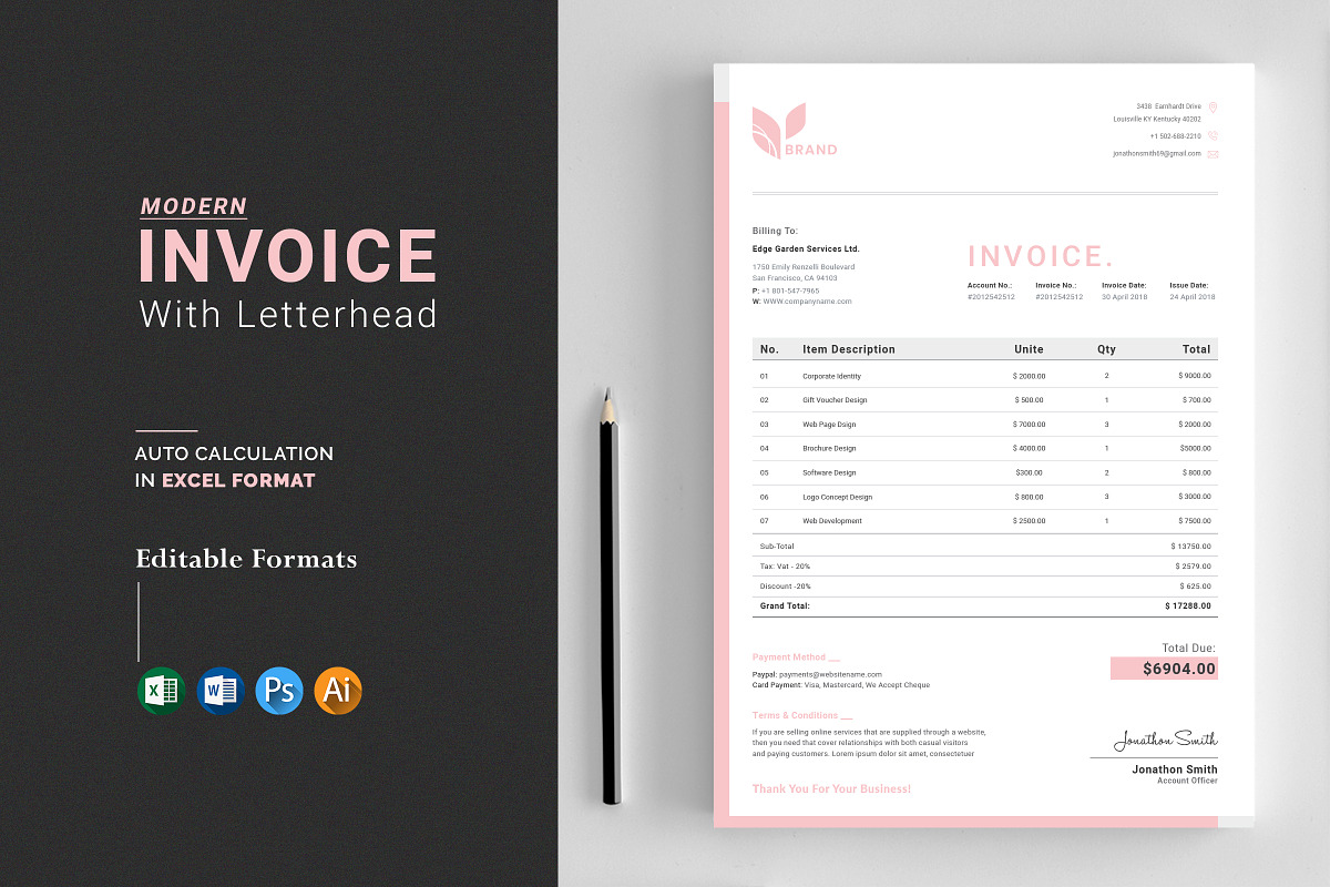 Invoice + Letterhead, a Stationery Template by CreativeZoom
