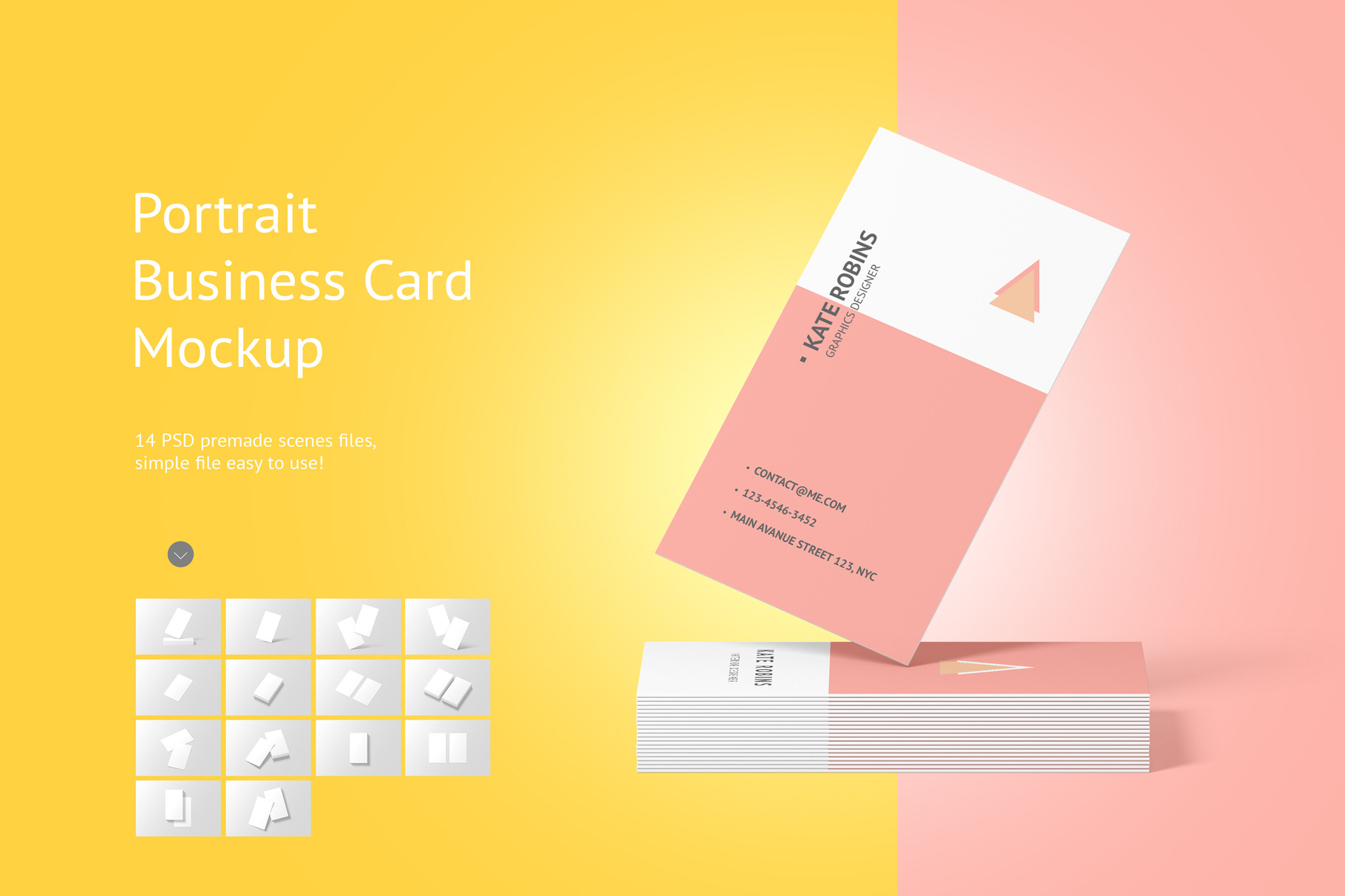 Portrait Business Card Mockup, a Print Template by Mockup Supper