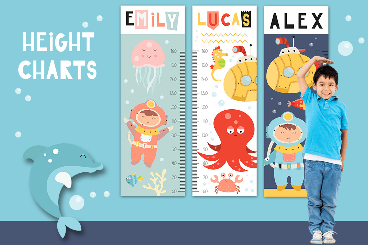 Height chart for kids nursery art, an Education Illustration by Nursery Art
