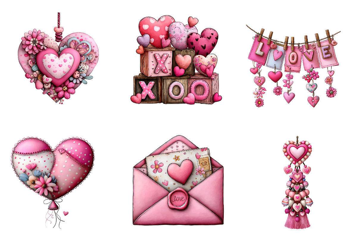 Watercolor Valentine's Day Clipart, an Illustration by CreationArt