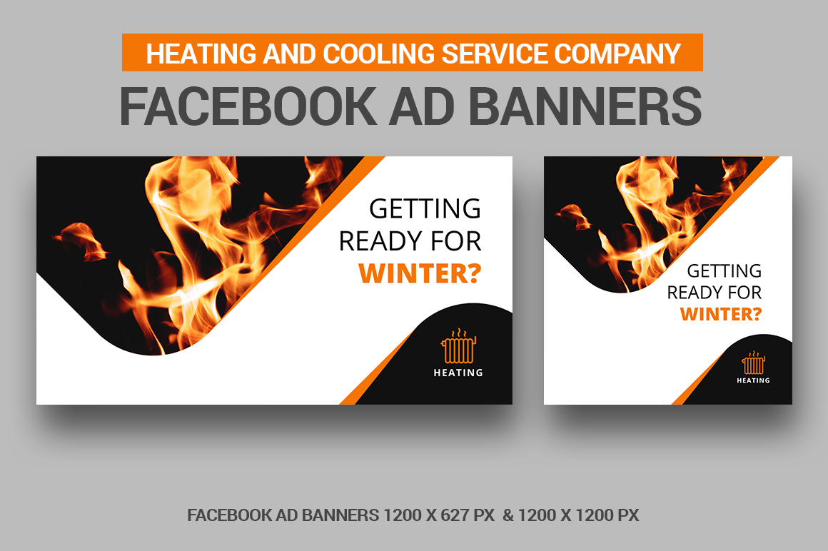 Heating Facebook Ad Banners | Social Media Templates ~ Creative Market