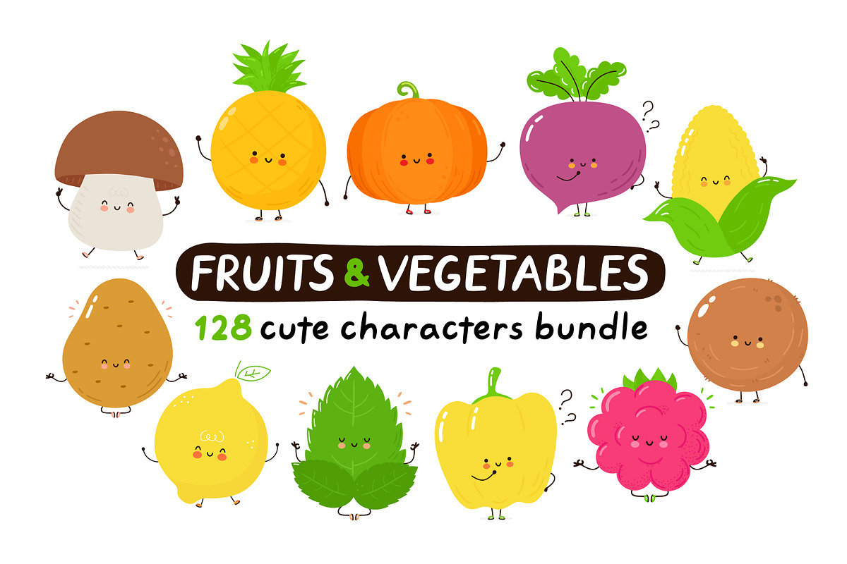 Fruits & Vegetables bundle, a Food Illustration by SVTdesign | Creative ...