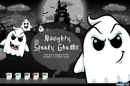 5 Spooky Cartoon Ghosts, an Illustration by DesignWolf
