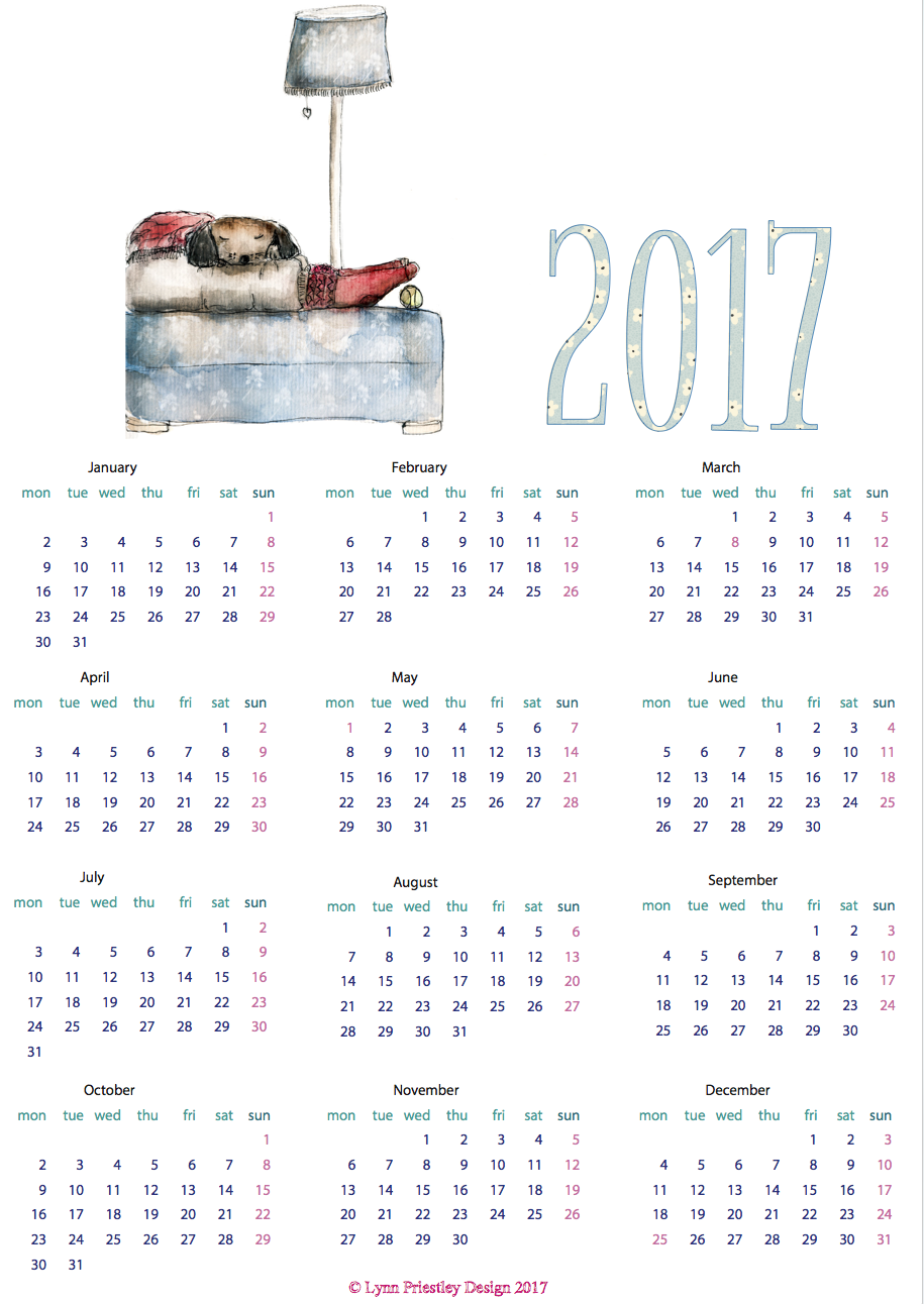 2017 Wall Calendar - A4, a Stationery Template by Lynn Priestley Design