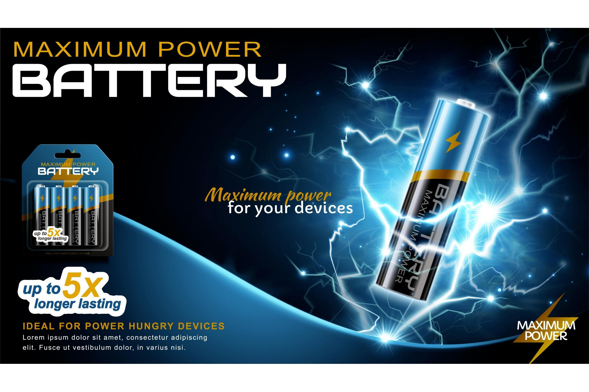 3D Li-Ion AA battery banner ad, a Flyer Template by TotallypicRF