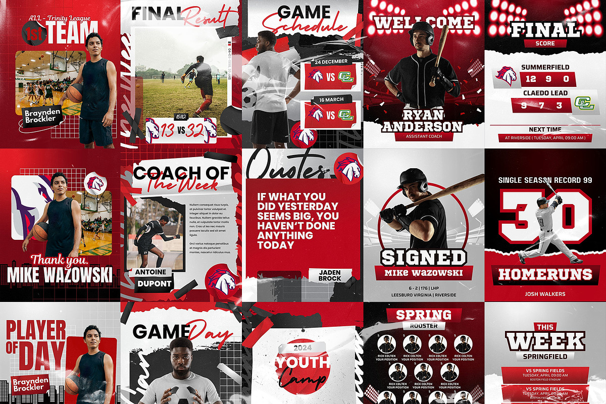 74 Sports Canva Social Media, a Social Media Template by Graphics Frag ...