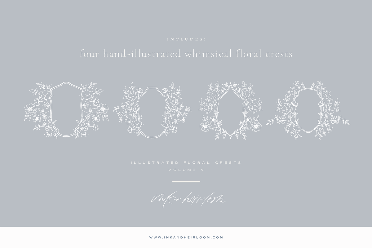 Illustrated Floral Crest Set, an Illustration by Loren Schmidt Studio