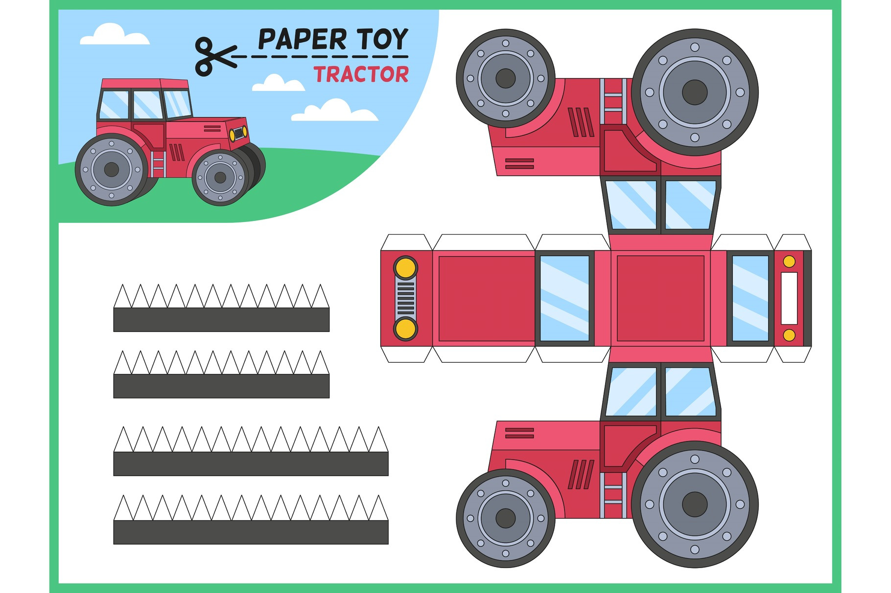 Tractor paper cut toy. Kids handmade | Education Illustrations ...