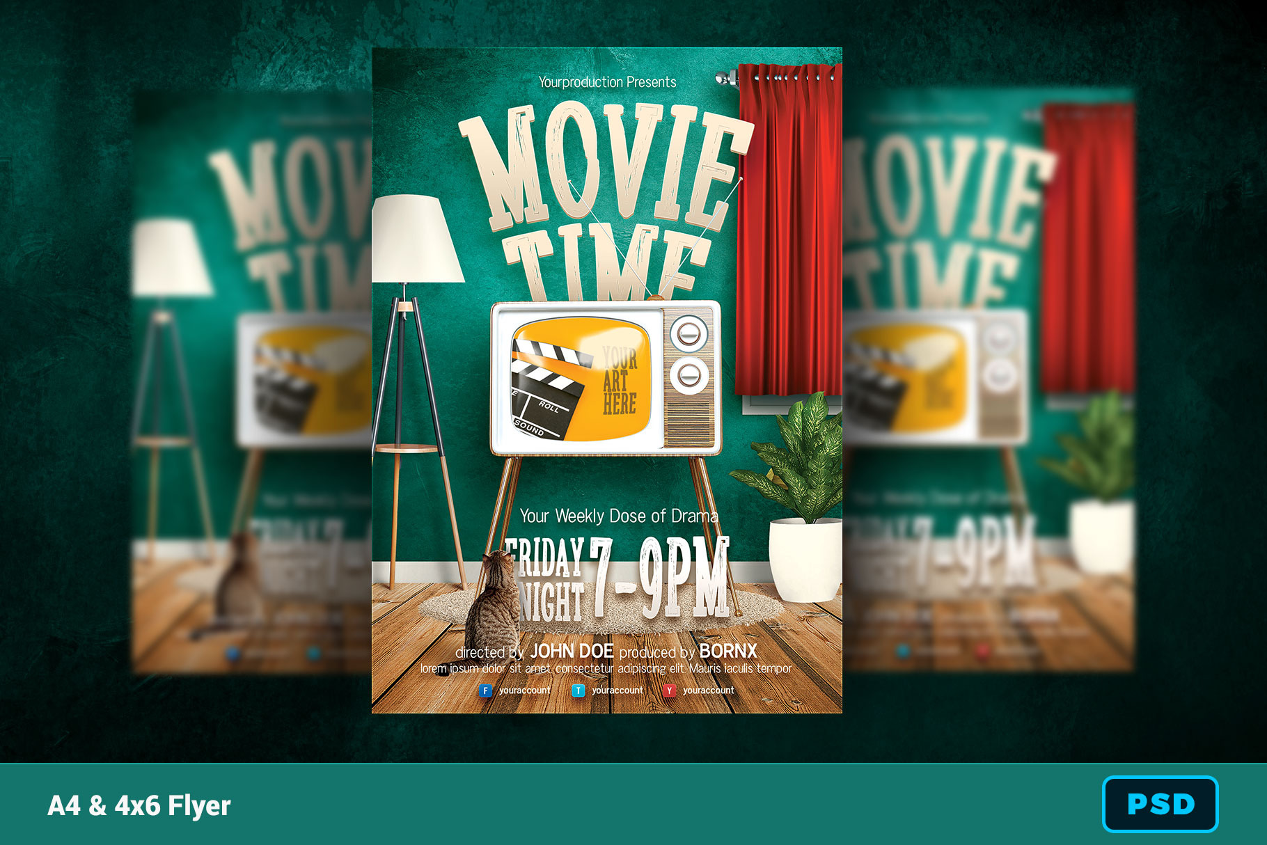 Movie Time Flyer Template, a Flyer Template by Bornx Design