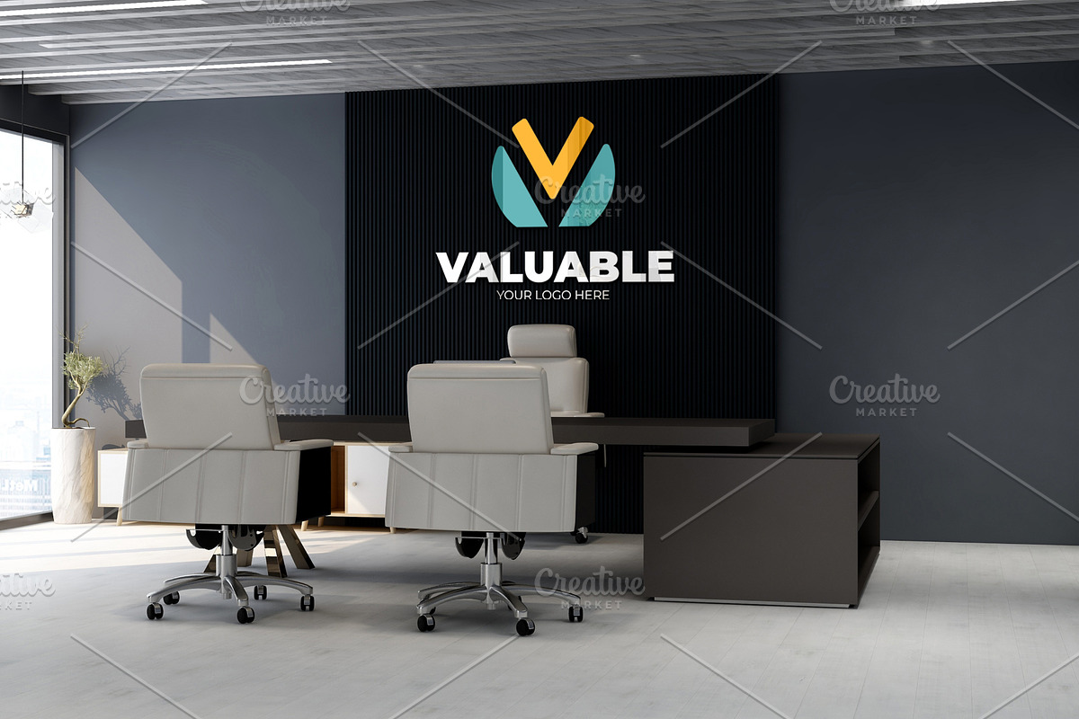 Gray Office Set Wall Logo Mockup | Creative Market