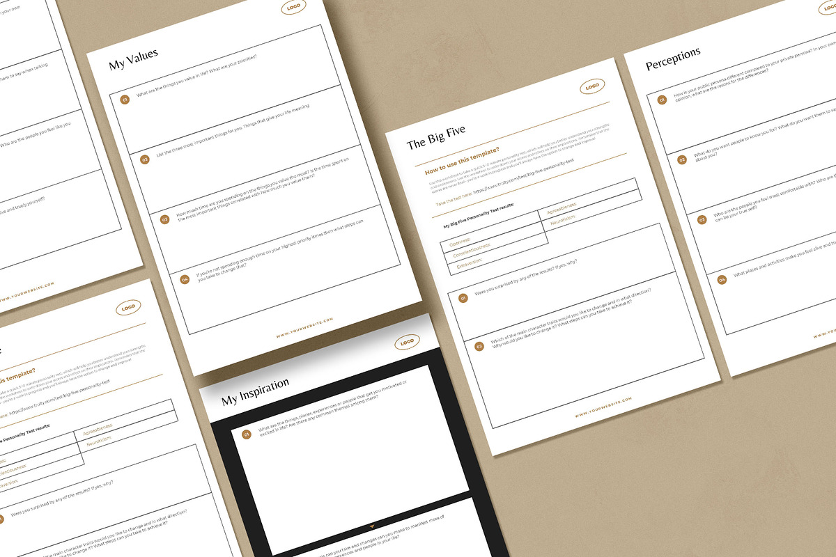True Self Discovery Worksheets CANVA, a Marketing Template by AndrewPixel
